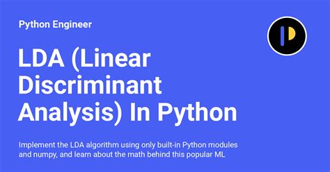 lda linear discriminant analysis in python ml from scratch 14 python engineer