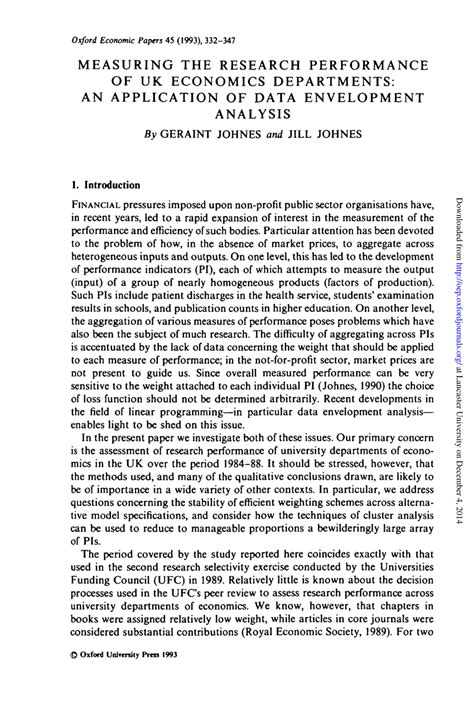 pdf measuring the research performance of uk economics departments an application of data