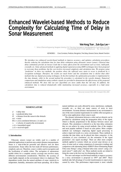 pdf enhanced wavelet based methods for reducing complexity and calculation time in sonar