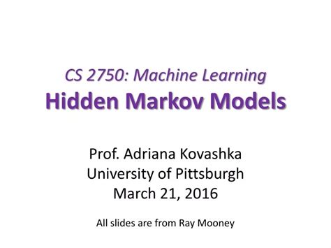 ppt cs 2750 machine learning hidden markov models powerpoint presentation id 9297495