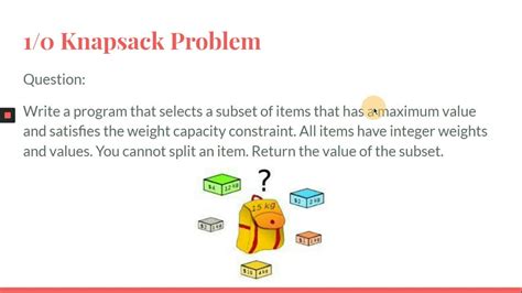 dynamic programming and 0 1 knapsack problem explained youtube