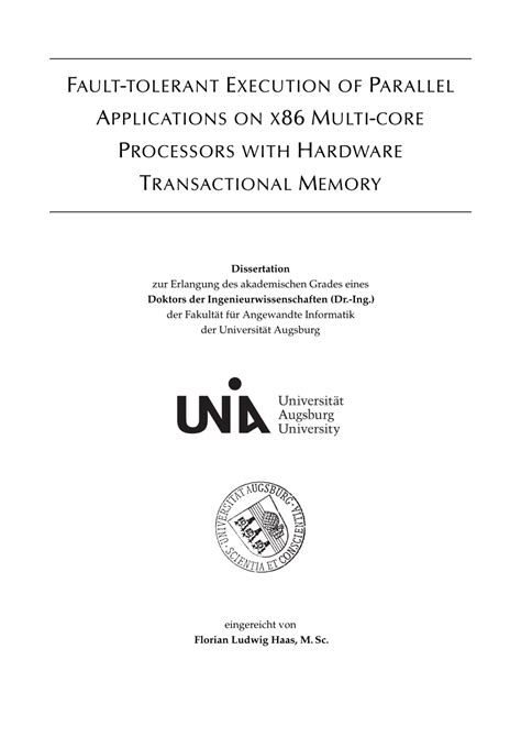 pdf fault tolerant execution of parallel applications on x86 multi core processors with