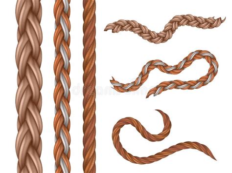 Realistic Vector Nautical Cables Seamless Ropes Isolated On White