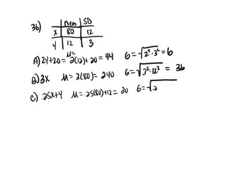 solved given independent random variables with means and standard deviations as shown find the