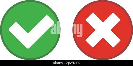 Check Marks Red Cross Icon Simple Vector Illustration Stock Vector