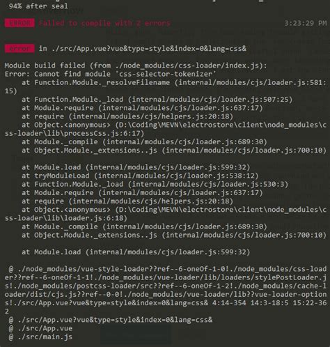 javascript error cannot find module css selector tokenizer stack overflow