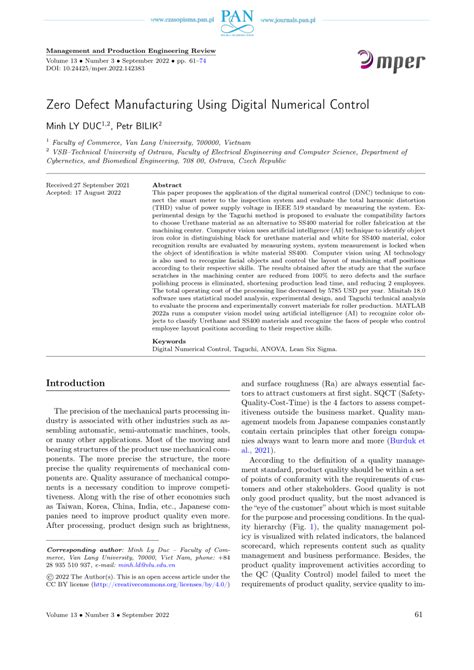 PDF Management And Production Engineering Review Zero Defect