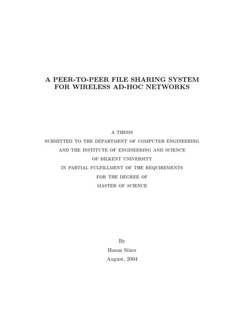 a peer to peer file sharing system for wireless ad hoc networks kablosuz tasarsiz aglar icin bir