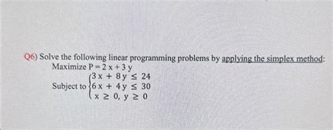 solved q6 solve the following linear programming problems