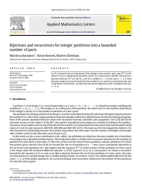 pdf bijections and recurrences for integer partitions into a bounded number of parts flavio