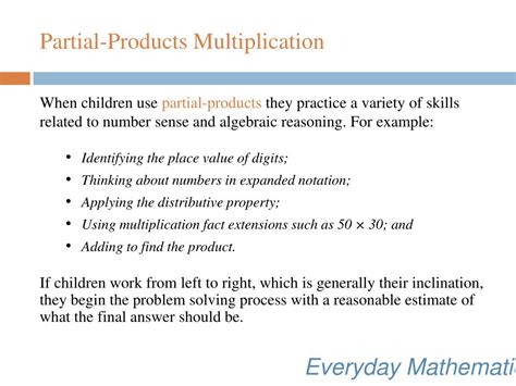 ppt everyday mathematics partial products multiplication powerpoint presentation id 3756617