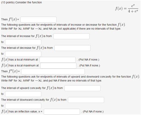 solved consider the function f x e x 4 e x then
