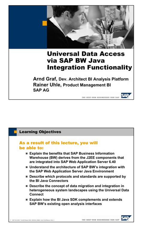 PDF Universal Data Access Via SAP BW Java Integration Via SAP