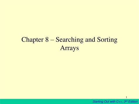 Ppt Chapter Searching And Sorting Arrays Powerpoint Presentation