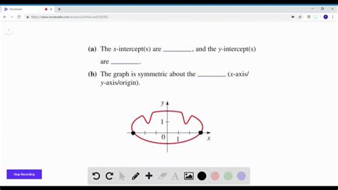 solved the graph of an equation is shown below a the x intercept s are and the y
