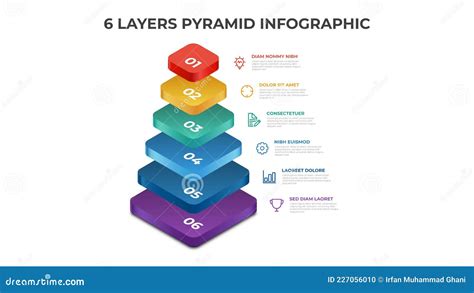 Pyramid Infographic Template With 6 Layers Stock Vector Illustration