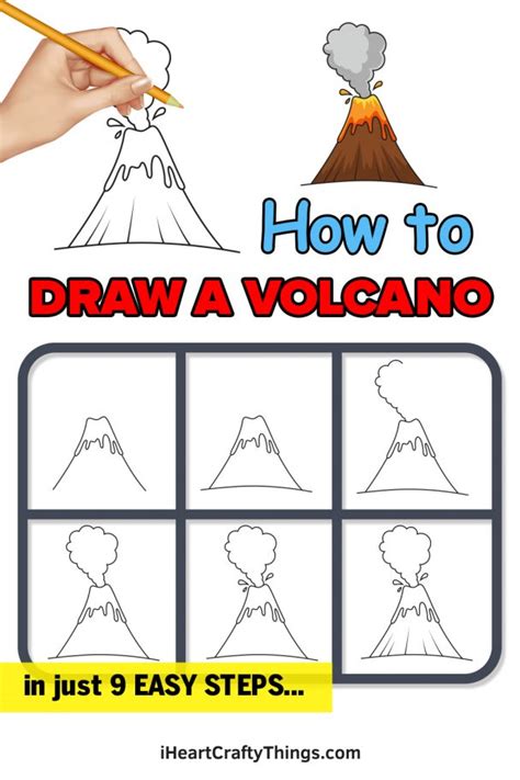 Volcano Drawing How To Draw A Volcano Step By Step