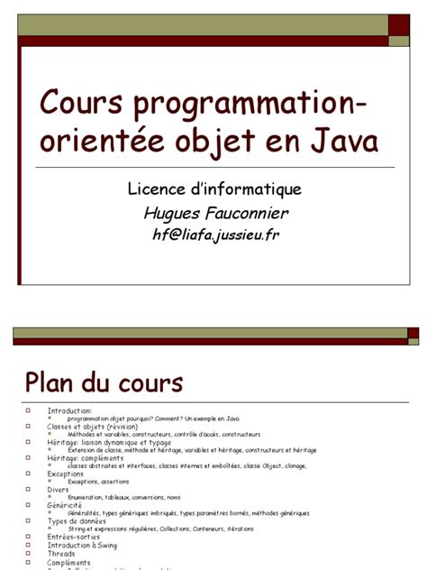cours 2 pdf classe informatique java langage de programmation
