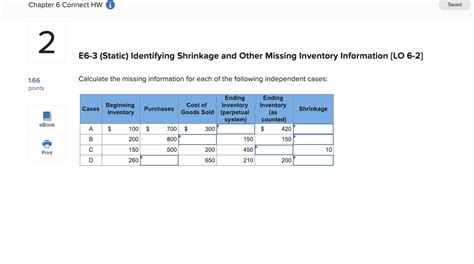 solved e6 3 static identifying shrinkage and other missing