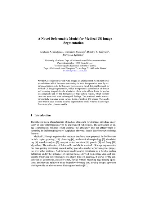 pdf a novel deformable model for medical us image segmentation