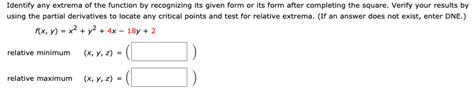 solved identify any extrema of the function by recognizing