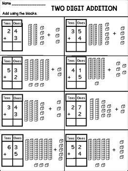 Two Digit Addition With Base 10 Blocks