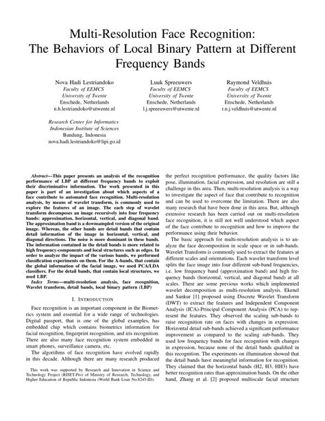 pdf multi resolution face recognition the behaviors of local binary pattern at different