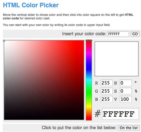html color codes html color picker
