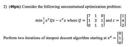 solving unconstrained optimization problems using steepest descent algorithm r optimization