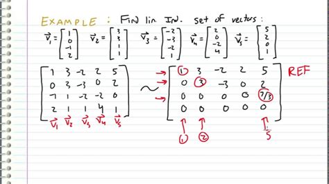 linear algebra 10 example find the linearly independent set youtube