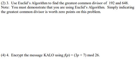 solved 2 3 use euclid s algorithm to find the greatest