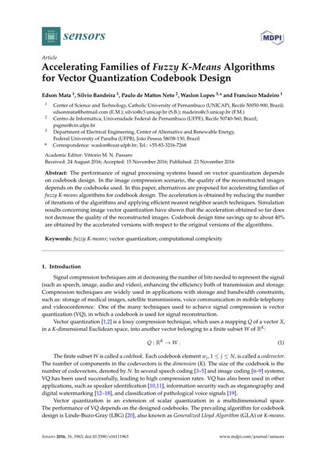 pdf accelerating families of fuzzy k means algorithms for vector quantization codebook design