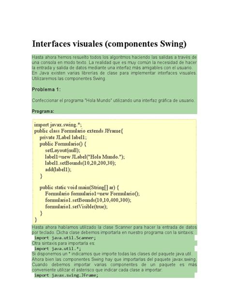 interfaz grafica java swing pdf java lenguaje de programación constructor programación