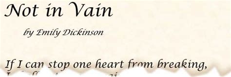 Poem Not In Vain By Emily Dickinson