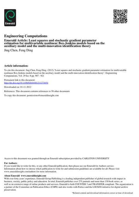pdf least squares and stochastic gradient parameter estimation for multivariable nonlinear box