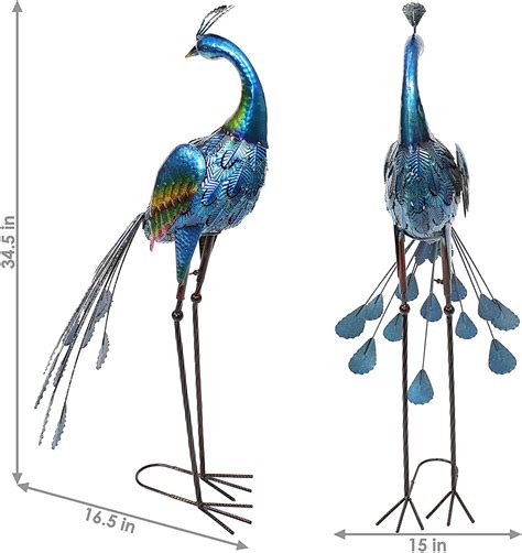 Outdoor Metal Peacock Statue Metal Peacocks Sculpture Yard Art Lawn Ornament For Outdoor