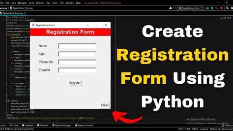 Create Registration Form Using Python Python Tkinter Project HINDI