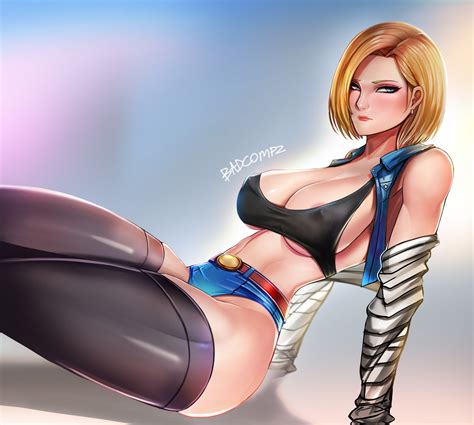 Rule 34 1girls Android 18 Areolae Badcompzero Big Breasts Breasts Cleavage Dragon Ball Dragon