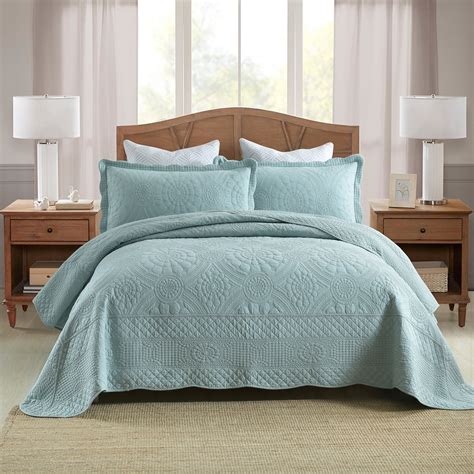 Marcielo 3 Piece 100 Cotton Oversized Bedspread Quilt Set Coverlet Set Farmhouse Bedding Set Tf