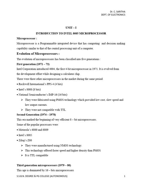 unit i microprocessor notes pdf microprocessor central processing unit