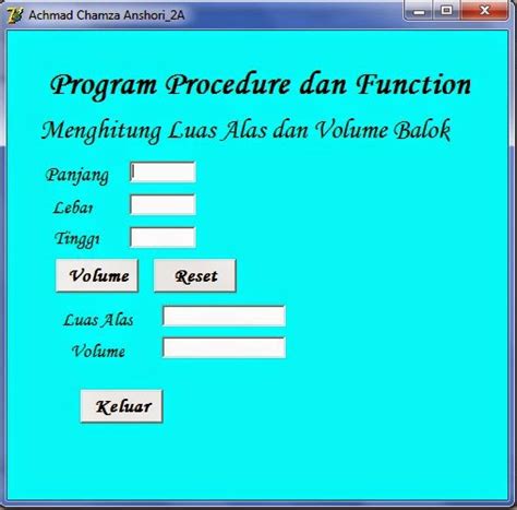 cara membuat program procedure dan function menggunakan delphi