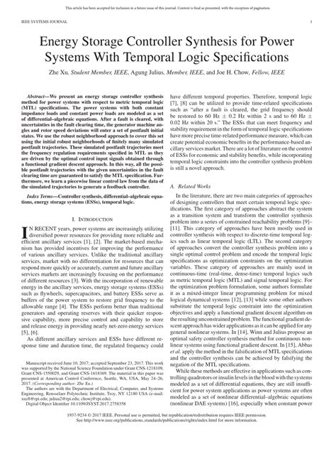 pdf energy storage controller synthesis for power systems with temporal logic specifications