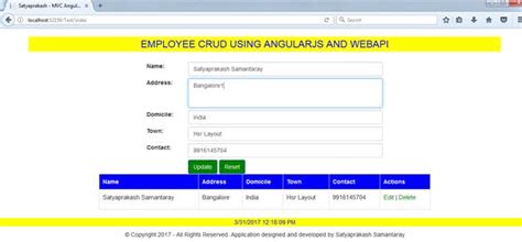 steps to perform crud operations using angularjs and stored procedure in an asp mvc