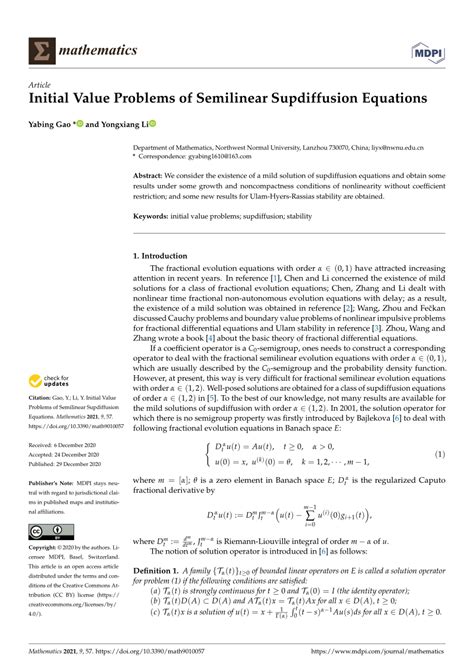 pdf initial value problems of semilinear supdiffusion equations