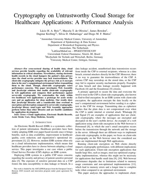 pdf cryptography on untrustworthy cloud storage for healthcare applications a performance