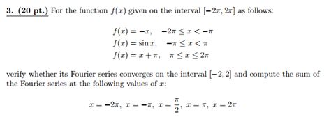 solved for the function f x given on the interval [−2π 2π]