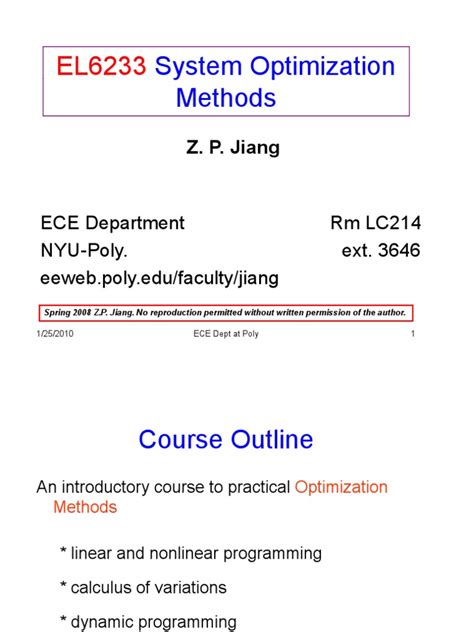 el6233 lecture1 pdf mathematical optimization linear programming