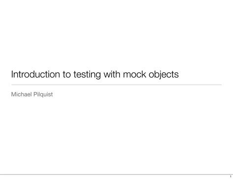 PDF Introduction To Testing With Mock Objectschariotsolutions Wp