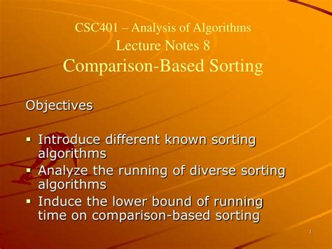 PPT CSC401 Analysis Of Algorithms Lecture Notes 8 Comparison Based