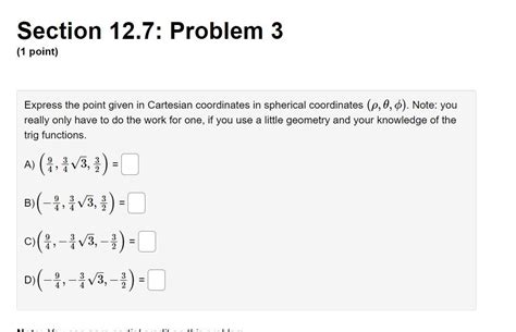 solved section 12 7 problem 3 1 point express the point